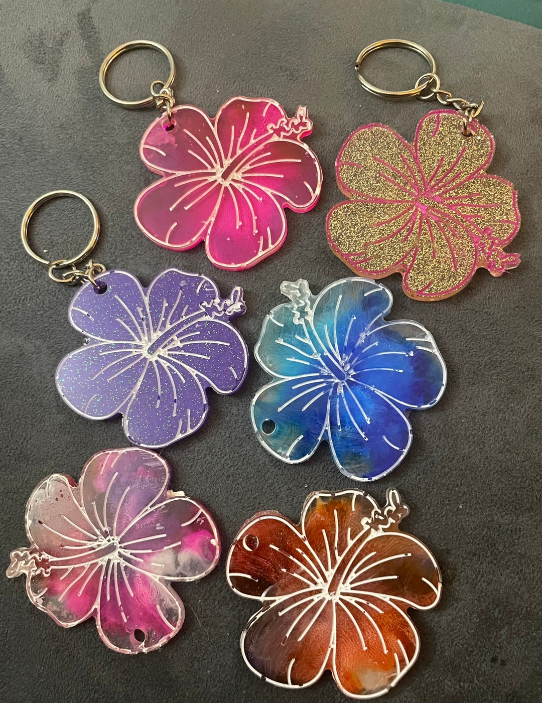 Hibiscus Keychain - Etsy