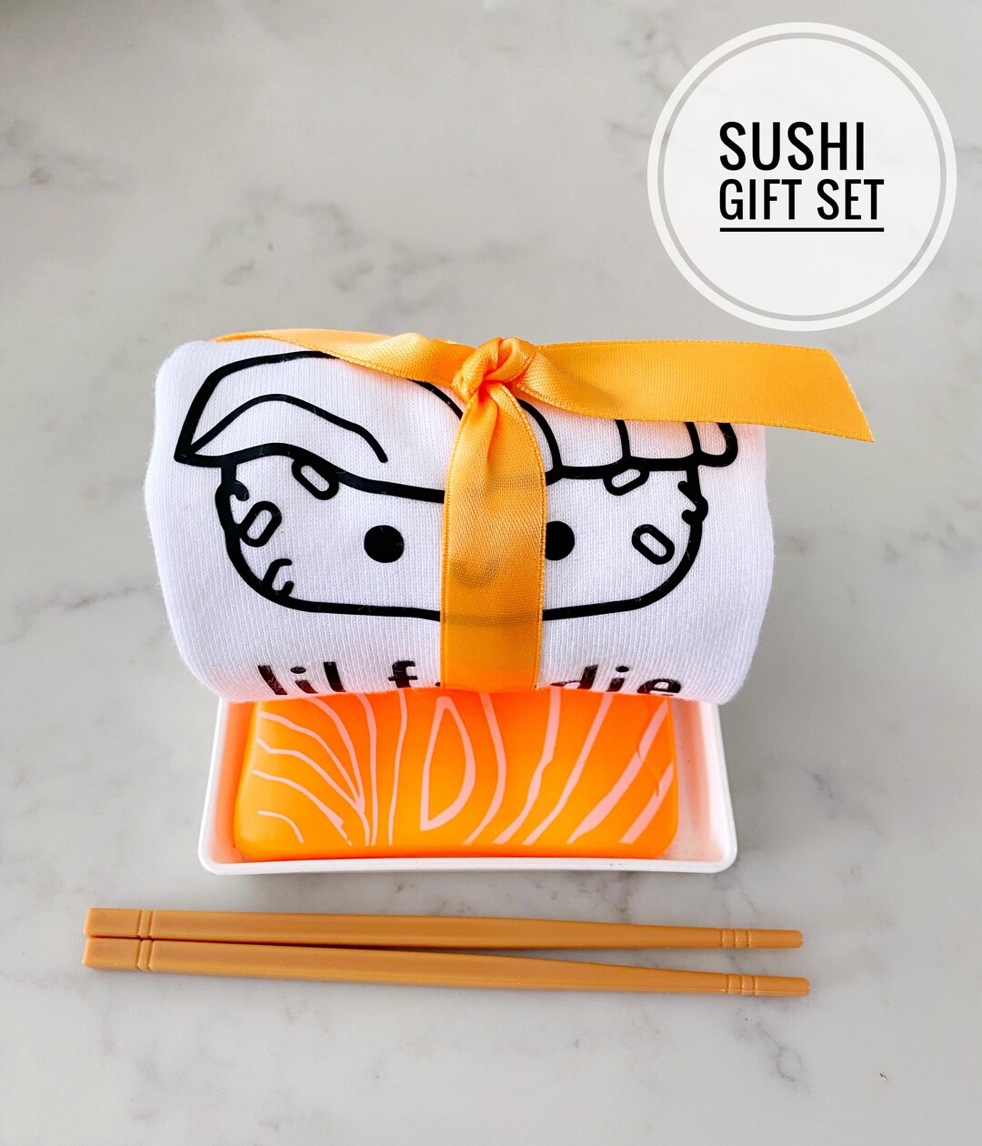 Sushi Salmon Sashimi Lil Foodie Baby Shower Gift Set Asian Food Onesie ...
