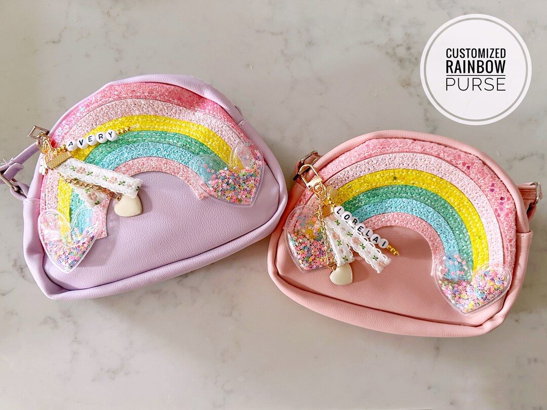 Rainbow Sparkly Glitter Unicorn Toddler Girls Personalized Handbag ...