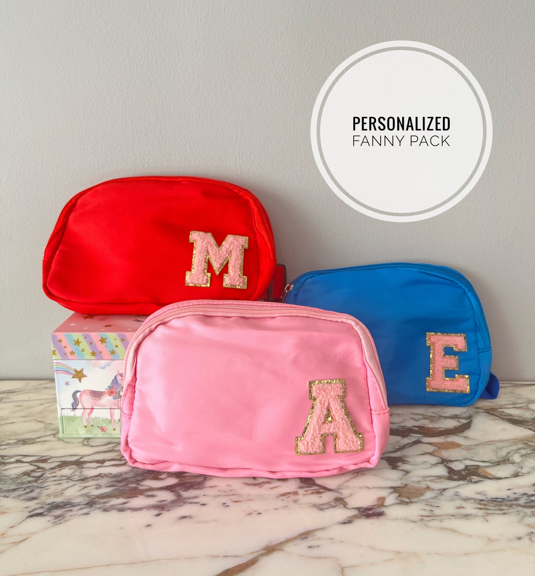 Girls Personalized Name Initial Nylon Fanny Pack Letter Chenille Patch ...