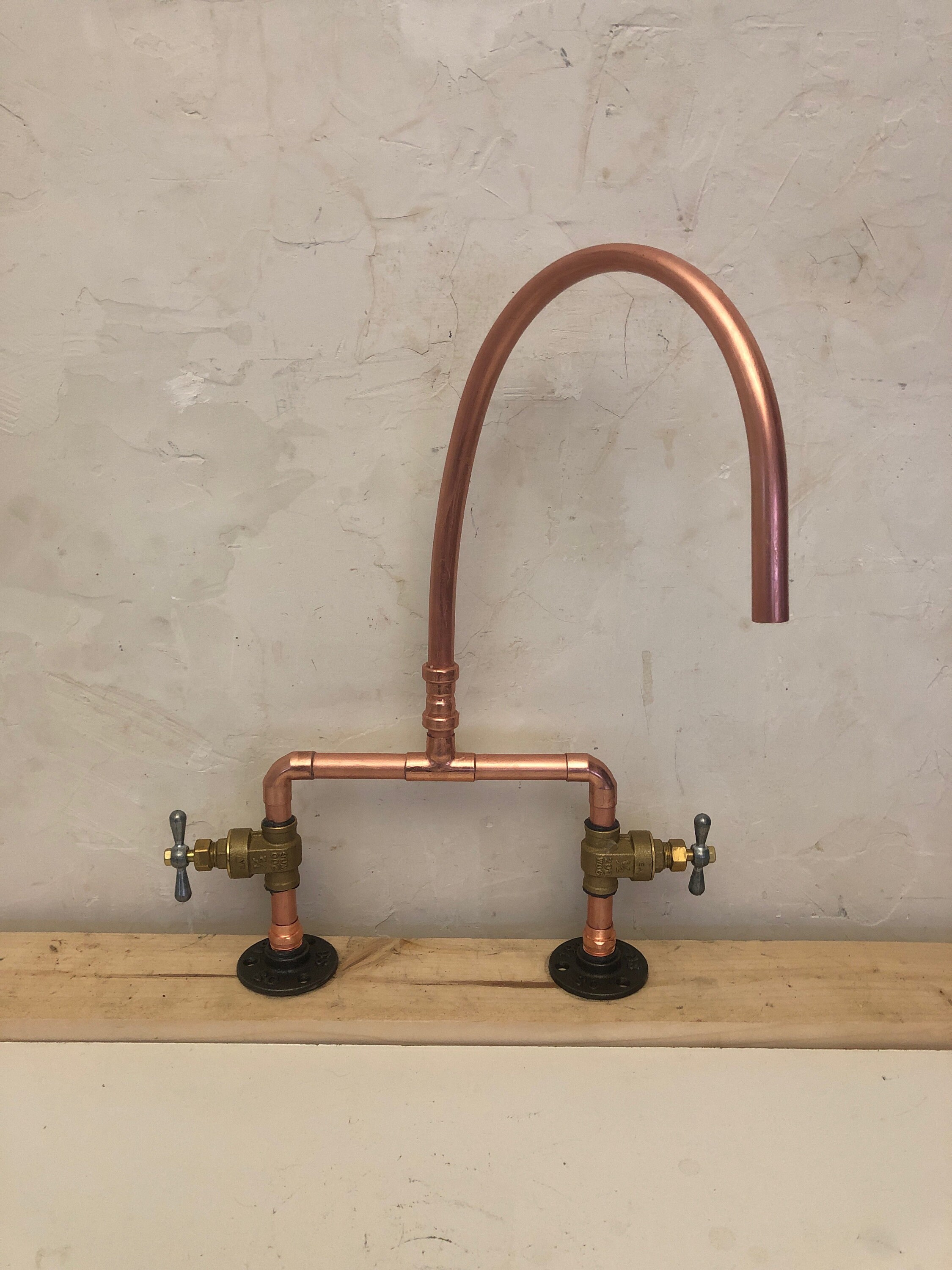 Swivel Swan Neck Copper Mixer Tap Faucet With Side Brass Valve - Etsy