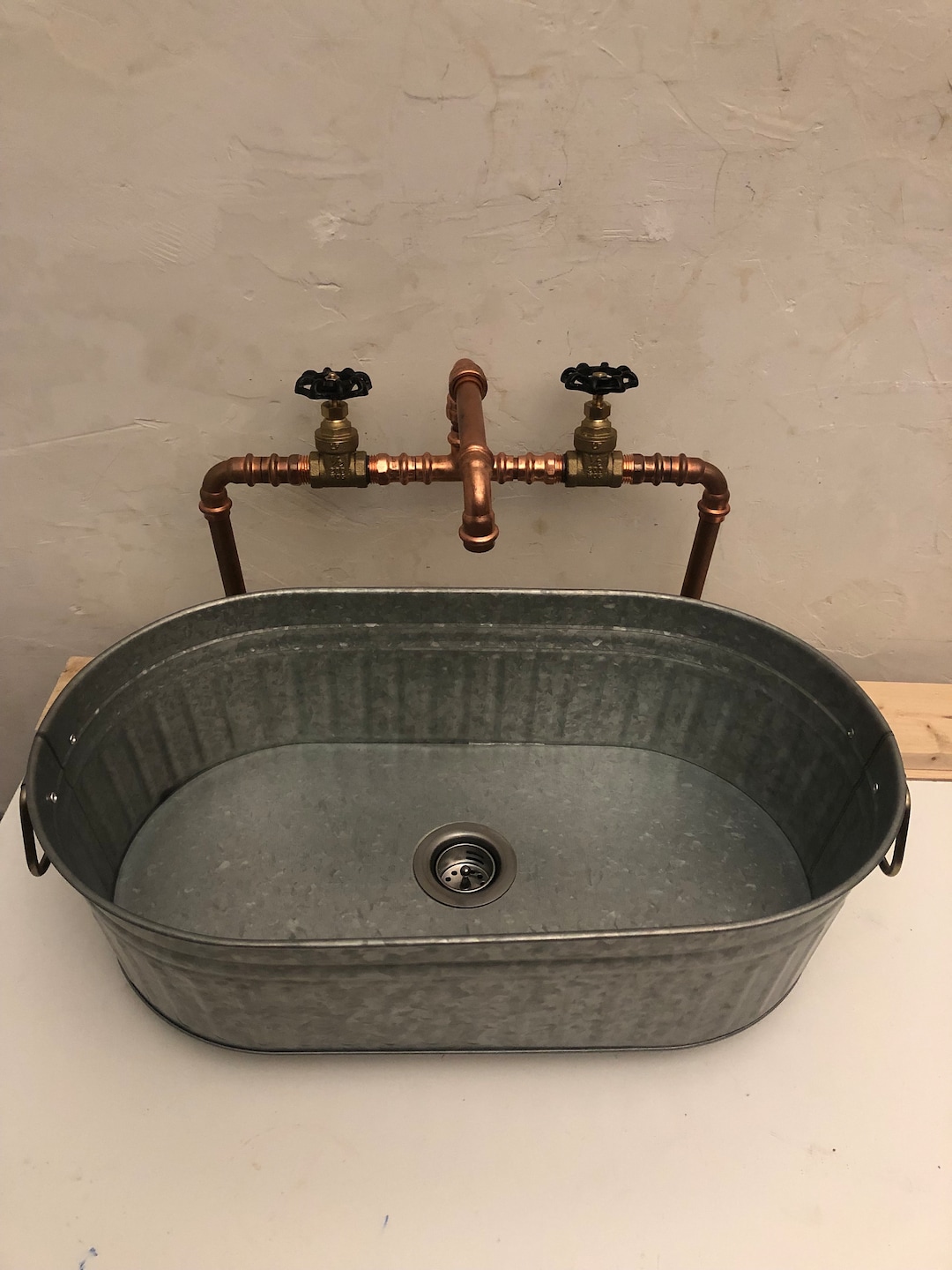 Oval Galvanized Sink Rustic Farmhouse Vessel SINK & DRAIN With Optional ...
