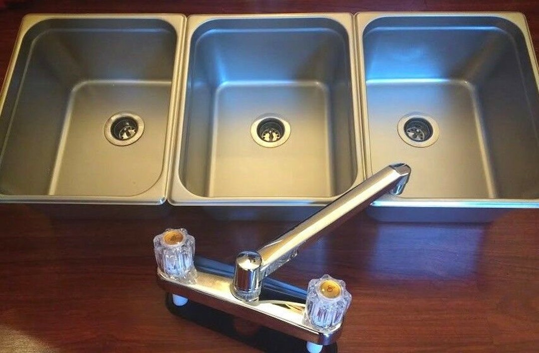 Portable Sink Kit 3 Compartment Large Mobile NSF Sink Basins W/drains ...
