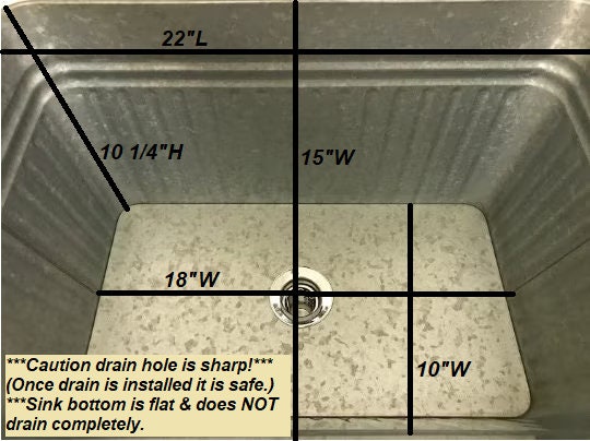 Rectangle Galvanized Tub Sink and 8" Center Set Galvanized Faucet With ...