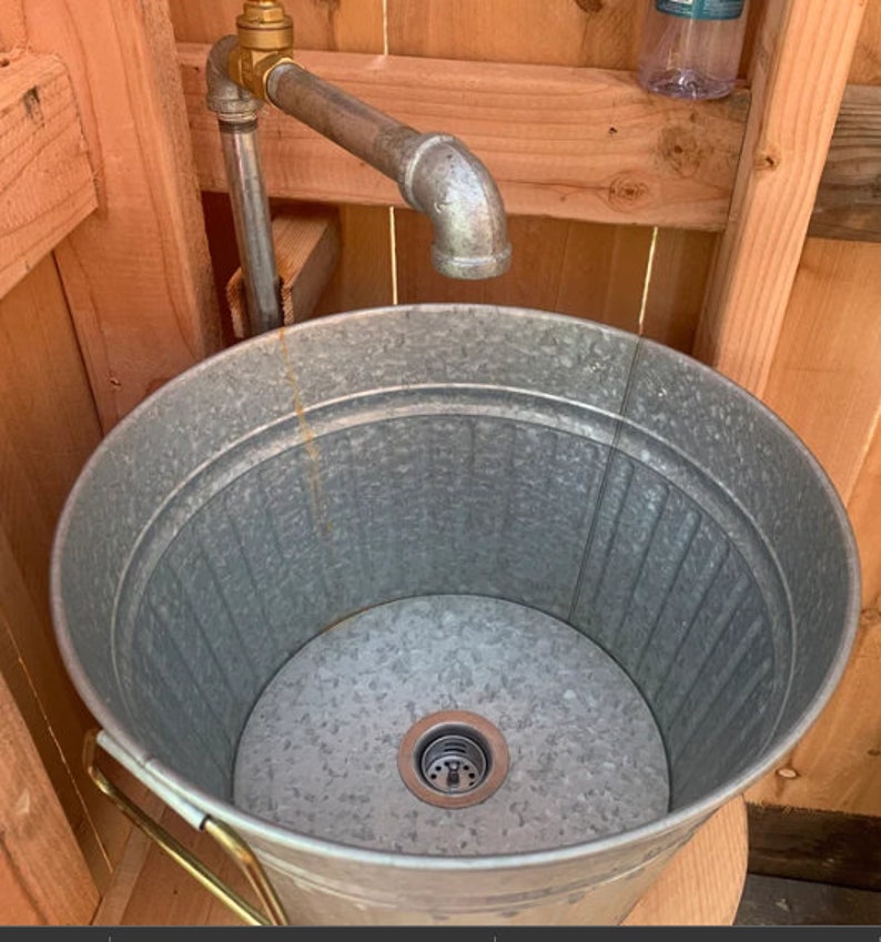 Galvanized Bucket Sink, Rustic Farmhouse Vessel, Optional Faucet - Etsy