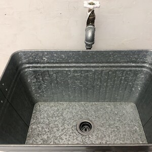 Sink & Single Temperature Faucet Rectangle Galvanized Sink Tub Rustic ...