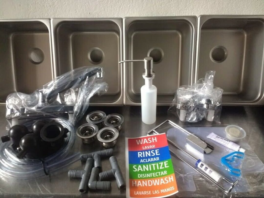 Portable Sink Kit 4 LARGE Mega Sink Kit (basins, Faucets, Drains ...