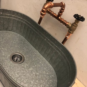 Oval Galvanized Sink Rustic Farmhouse Vessel SINK & DRAIN With Optional ...