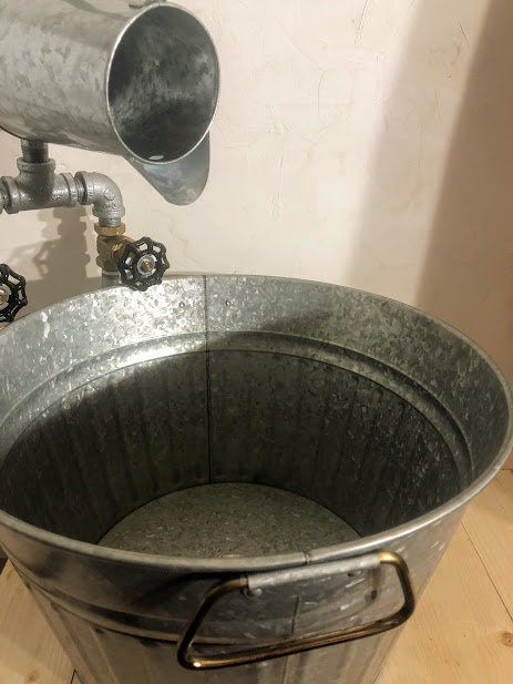 Galvanized Bucket Rustic Farmhouse Round Bucket Vessel/laundry Sink ...