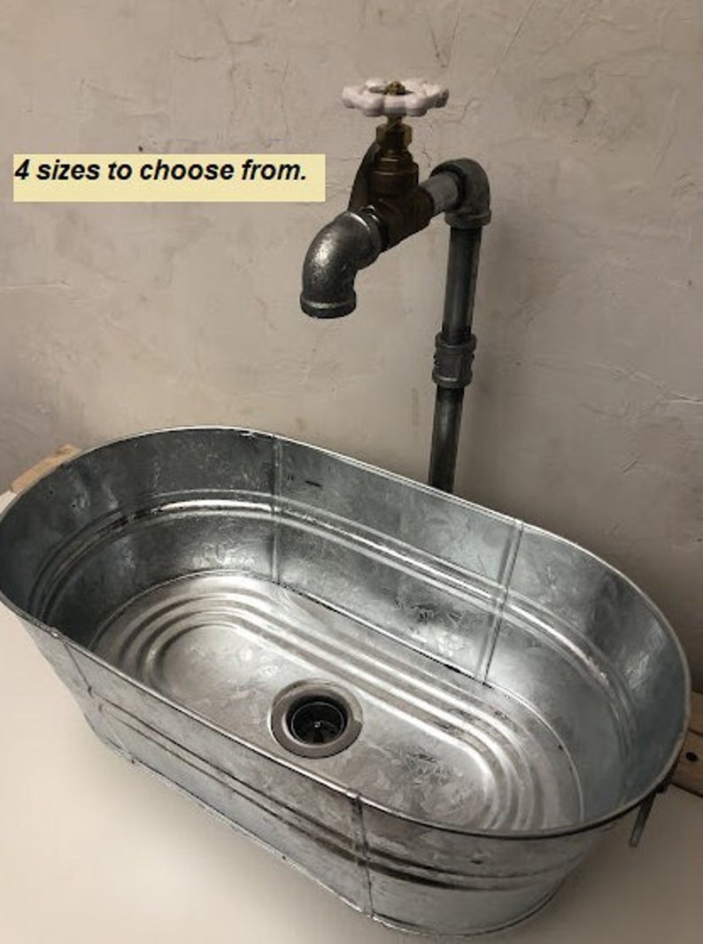 Single Temperature Tap Faucet & Oval Galvanized Tub Large to Small ...