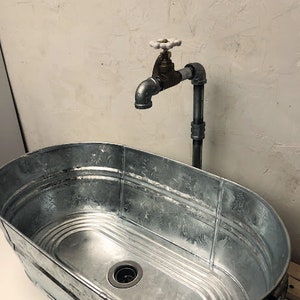 Single Temperature Tap Faucet & Oval Galvanized Tub Large to Small ...