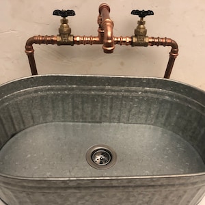 Oval Galvanized Sink Rustic Farmhouse Vessel SINK & DRAIN With Optional ...