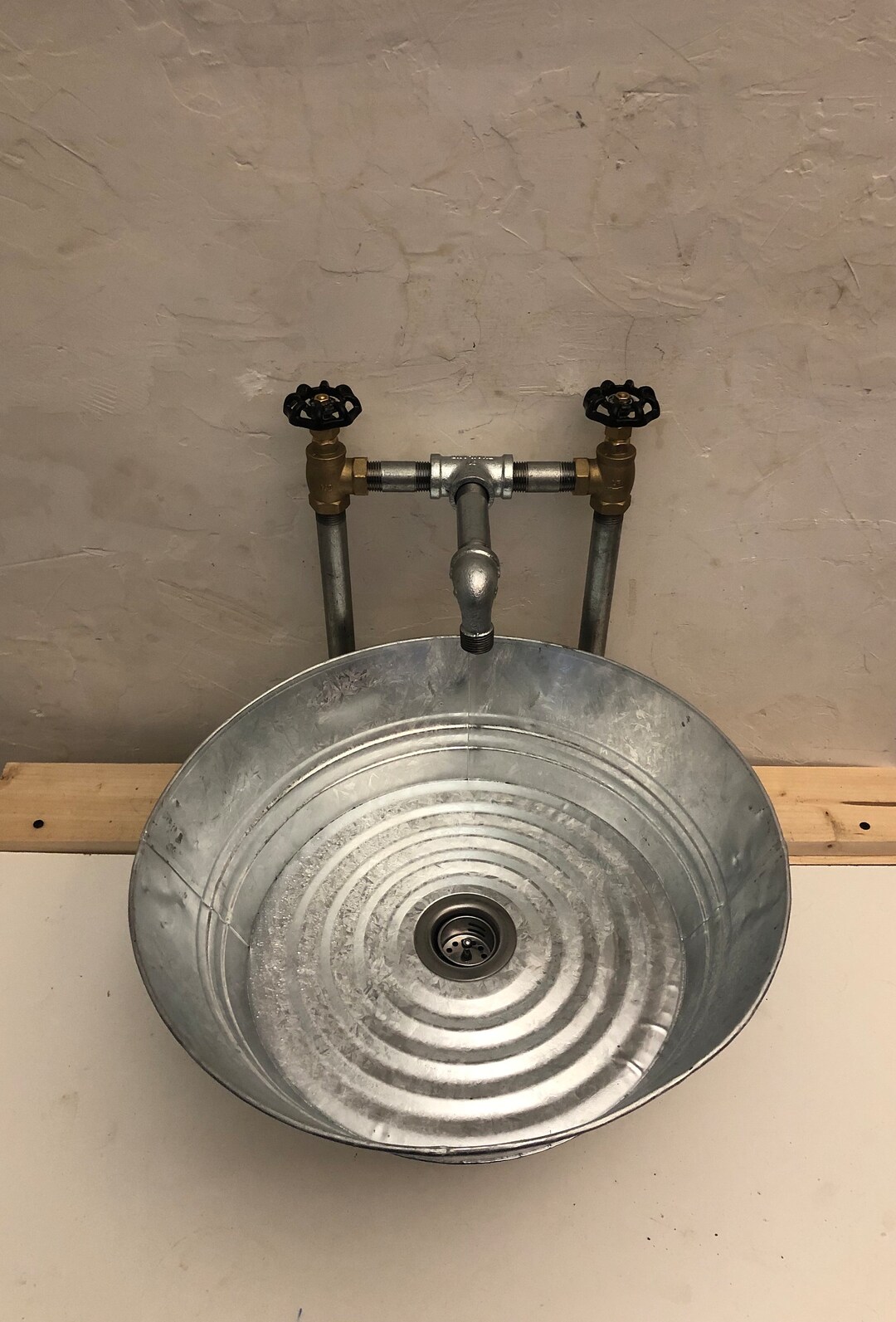 SINK & FAUCET, Rustic Galvanized Wash Tub, Drain and Industrial ...