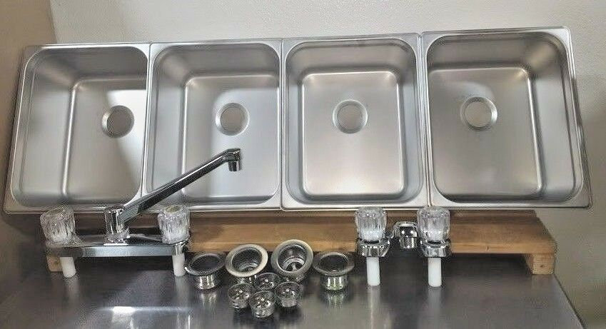 Portable Sink Kit DIY Basic Kit 4 Large 12.75 X 10.5 X 6 Sinks W/drains ...