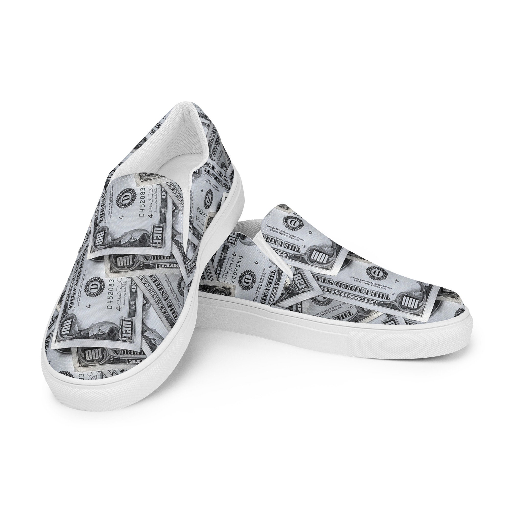 Money Maker 100 Dollar Bills Money Manifesting Womens Slip-on Canvas ...
