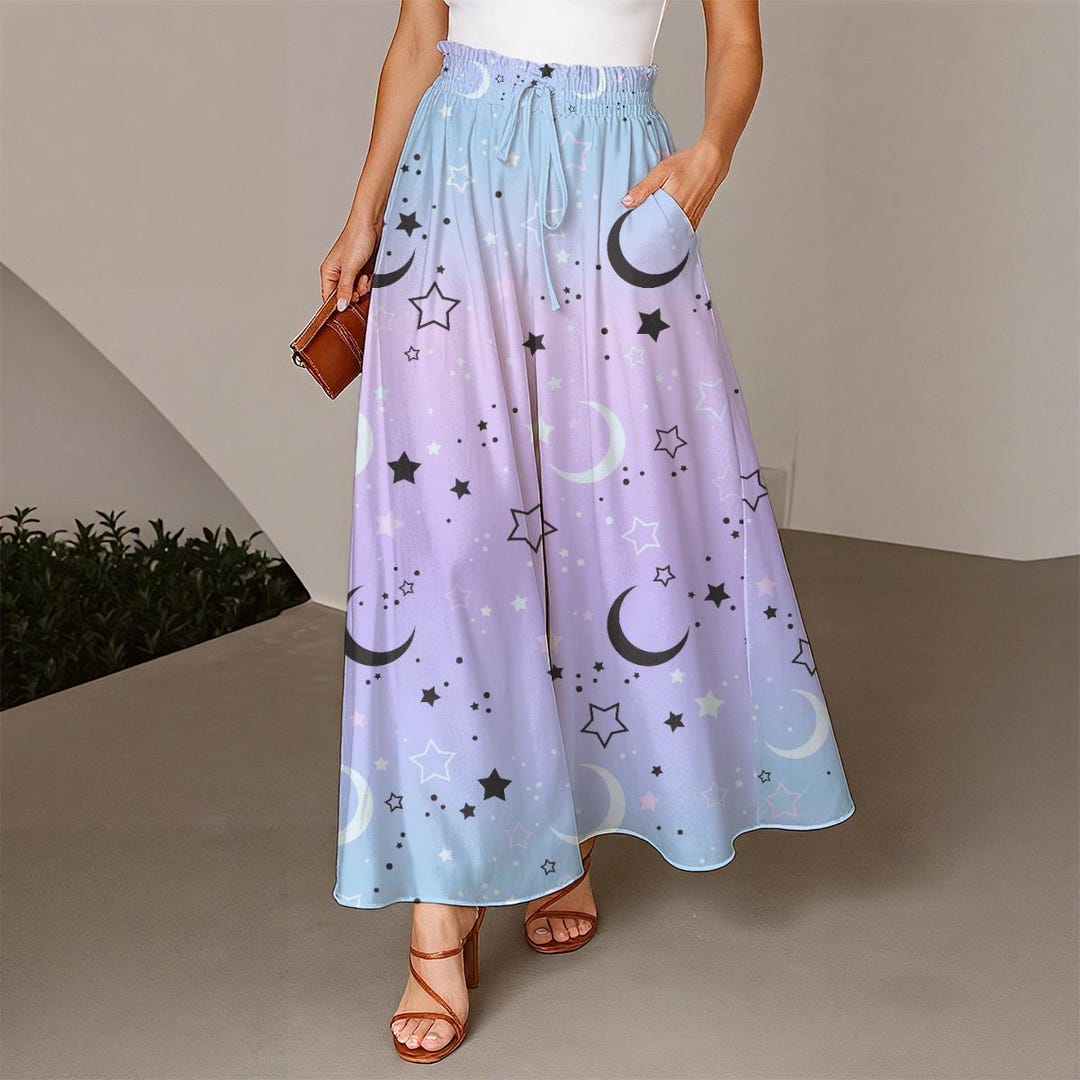 Celestial Heavens | 5 Esoteric Prints! Women's Ruffled Wide-leg Pants ...