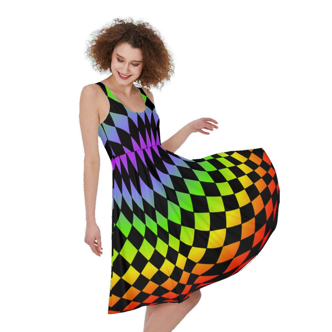 Beautiful Rainbow Diamond Checker | Fun Carnival Circus Print | Women's ...