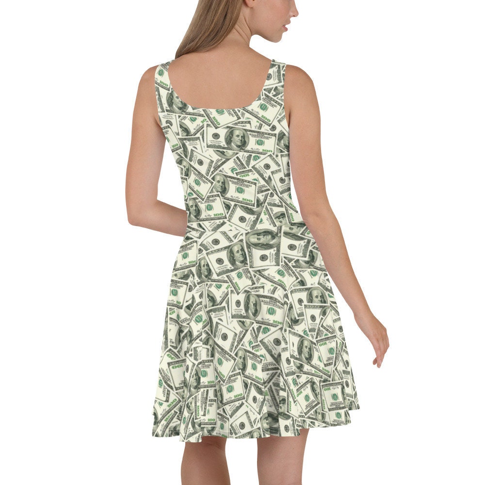 Mint Money Maker 100 Dollar Bills Money Manifesting Skater Dress - Etsy