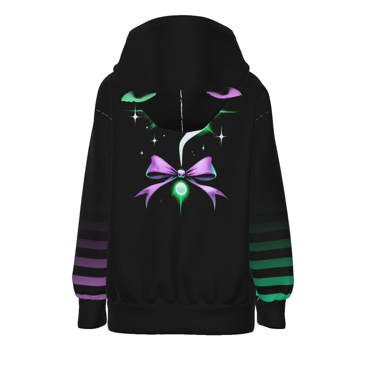 Question Mark Bow Print | Striped Dual Color Sleeves | All-over Print ...