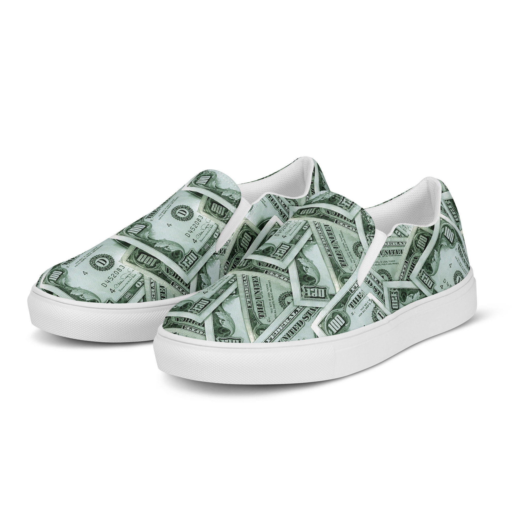 Money Maker 100 Dollar Bills Money Manifesting Womens Slip-on Canvas ...