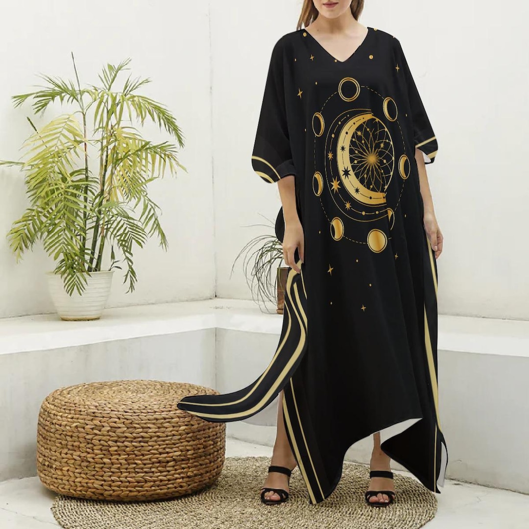 Gold & Black Celestial Mage | Moon Phases | Sacred Geometry | All-over ...