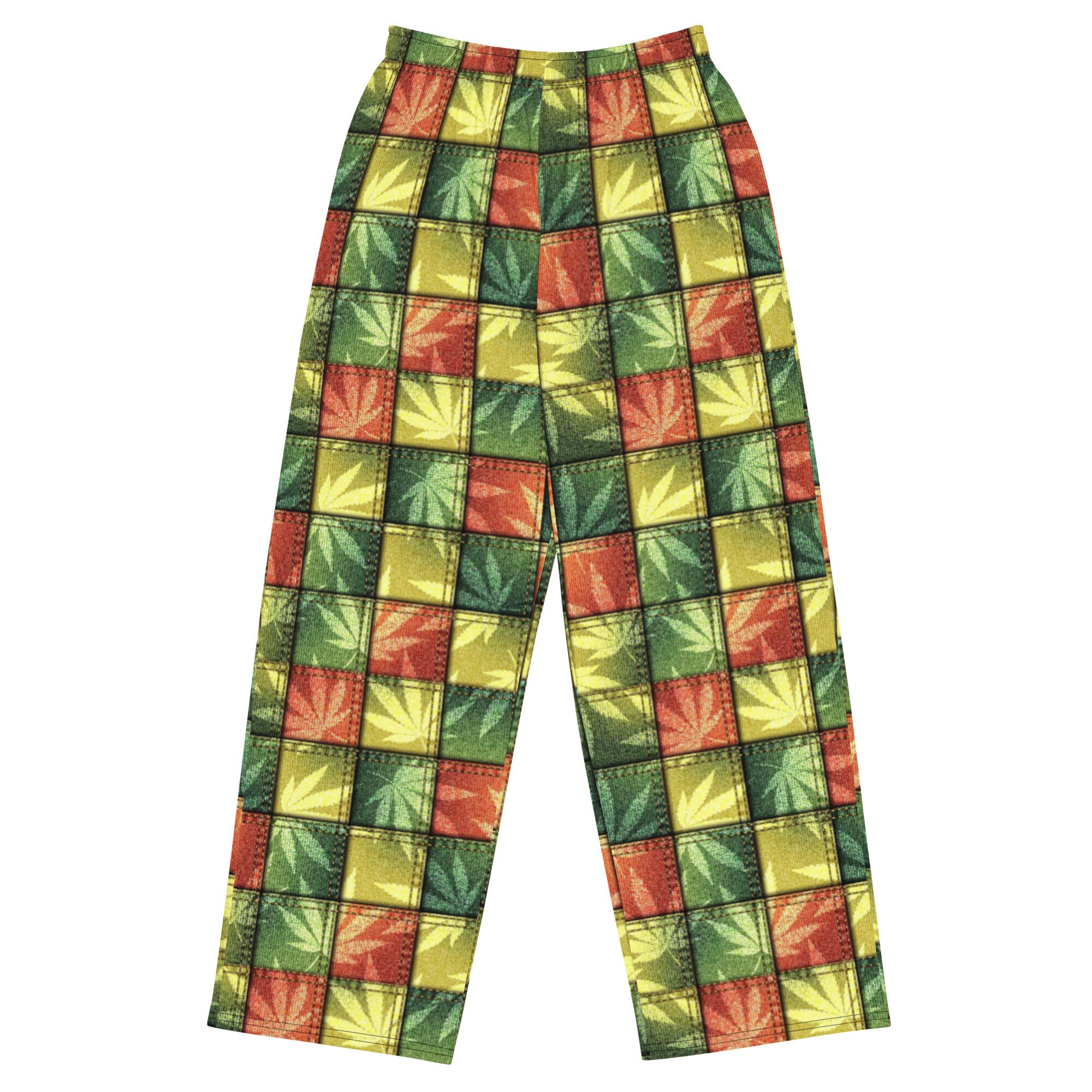 Marijuana Leaf Patchwork Print Cannabis Leaf Checkers - Etsy