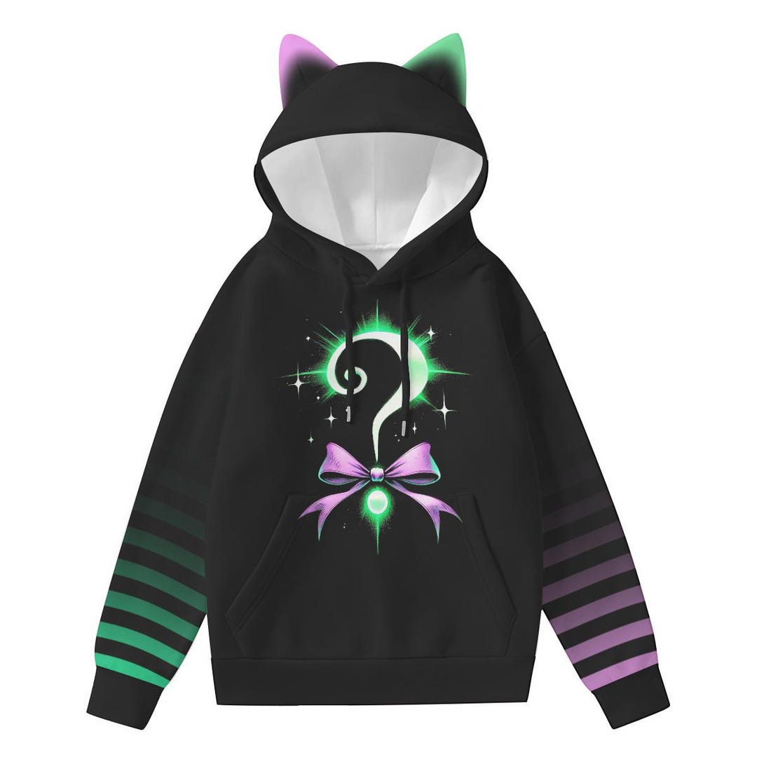 Question Mark Bow Print | Striped Dual Color Sleeves | All-over Print ...