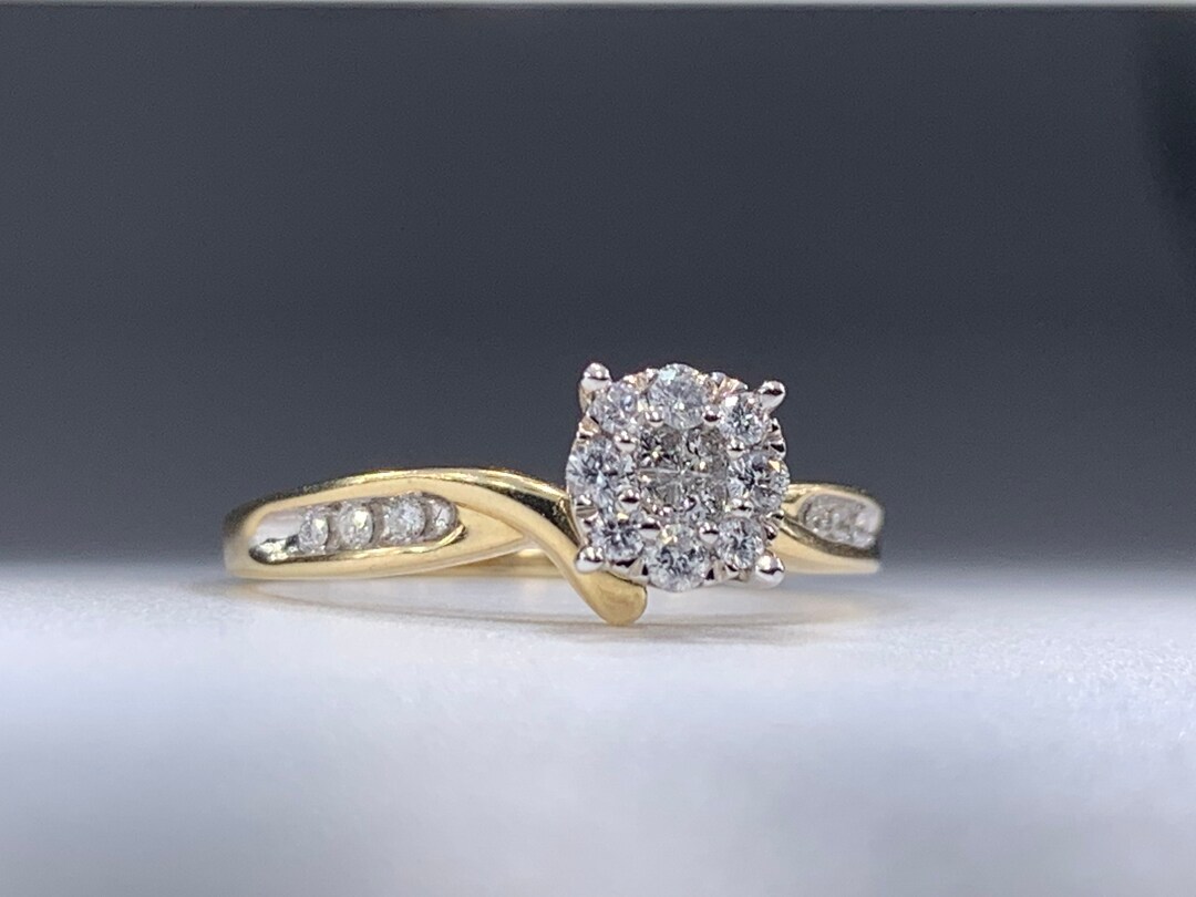 10k DADWANI Signed Yellow Gold Diamond Ring Size 7 - Etsy
