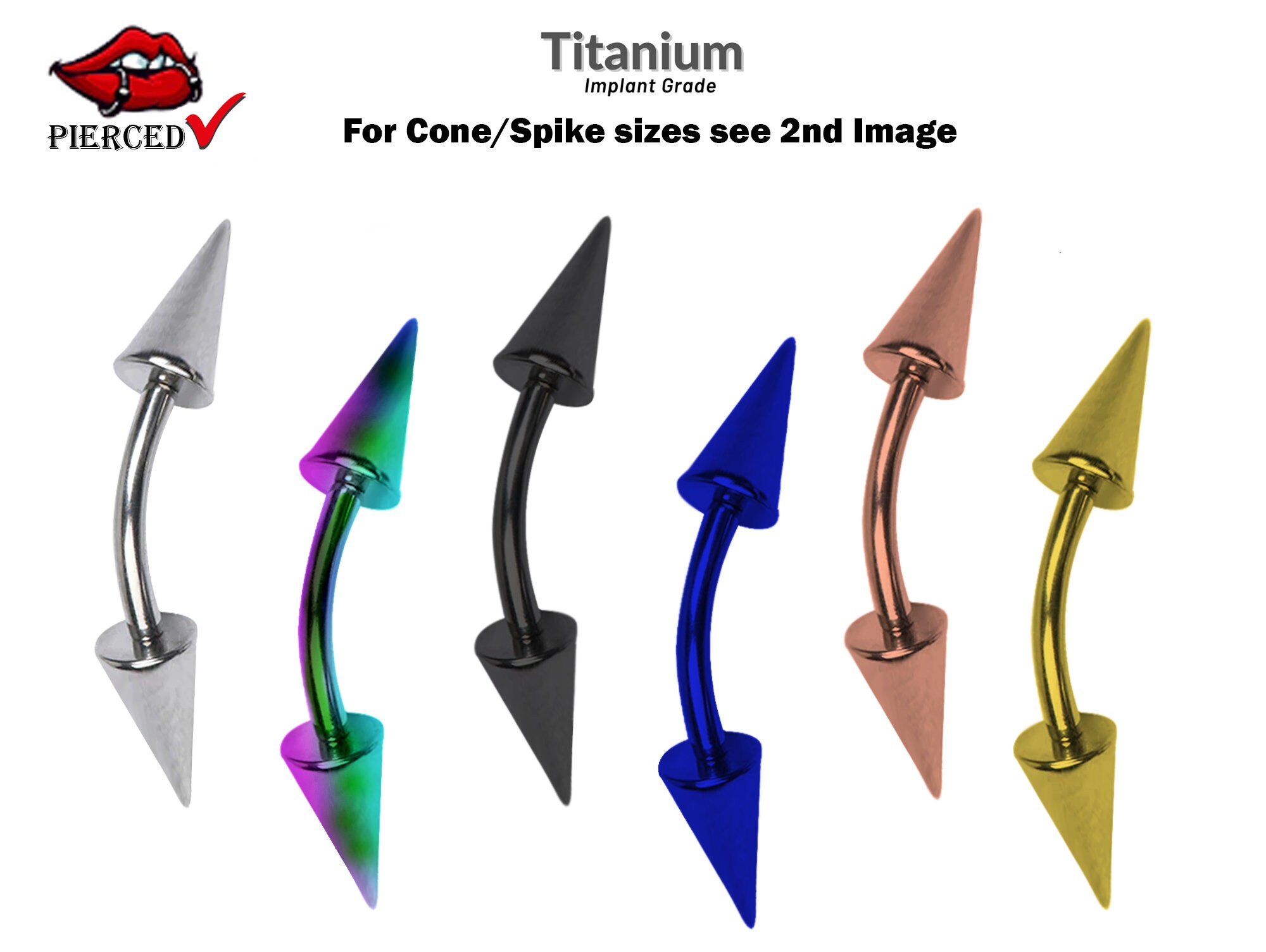 Spike Piercing Curved Barbell and Cones Titanium Body - Etsy