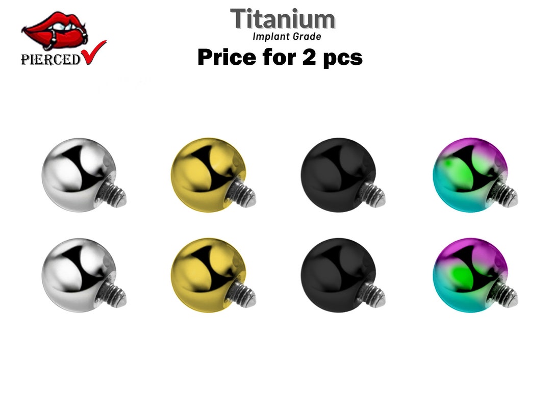 Piercing Internal Balls Replacement Parts 2pcs Titanium Piercing Plain ...