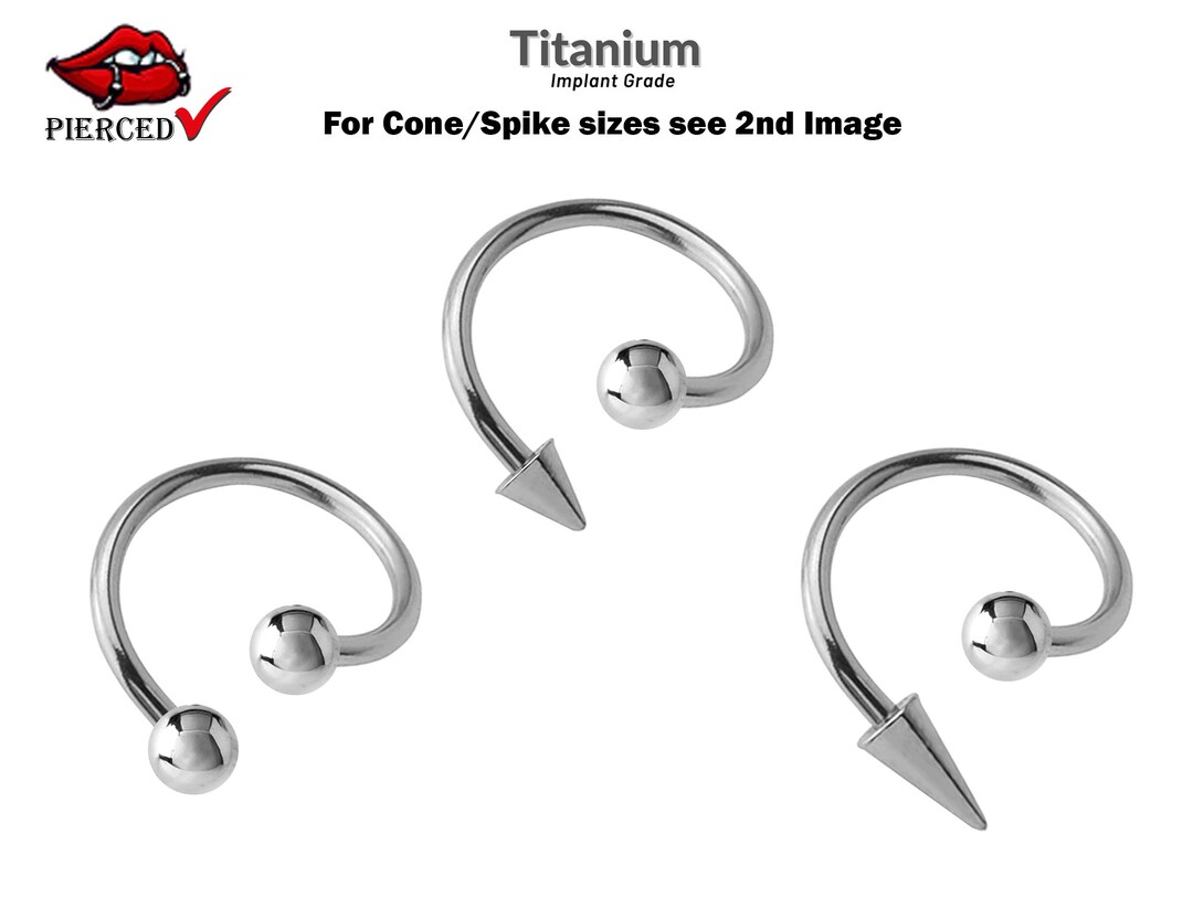 Titanium Cone / Spike Twisted Barbell With Ball 16G 14G Body Jewelry ...