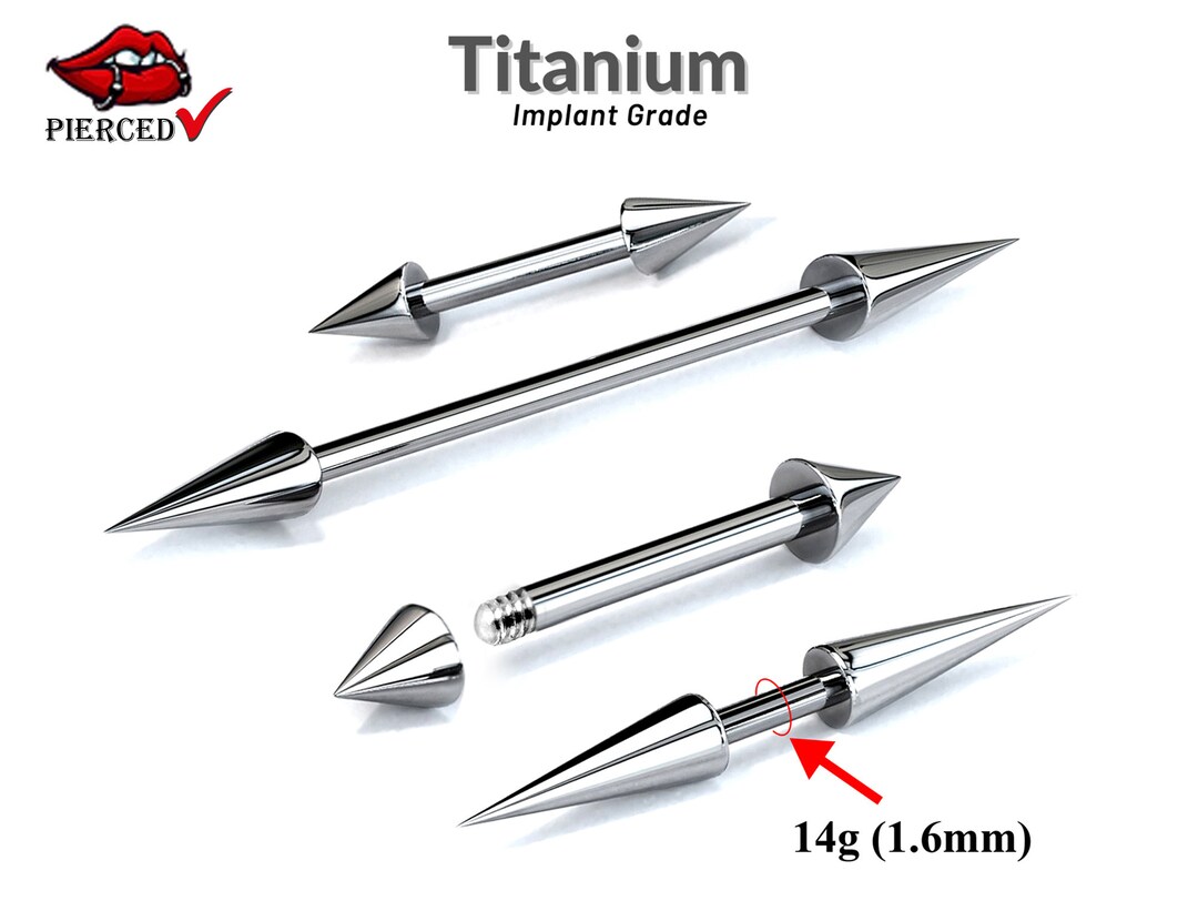 Titanium Cone / Spike Barbell Piercing, Barbell Earrings 14g 1.6mm for ...