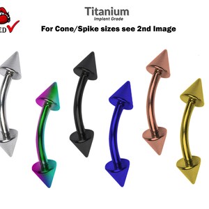 Spike Piercing Curved Barbell and Cones Titanium Body Jewelry Piercing for Eyebrow, Lip, Belly ...