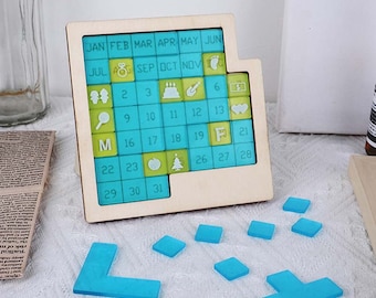 Wooden Daily Calendar Puzzle - Etsy