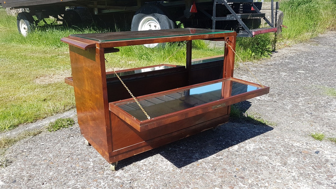 Art Deco Bar Cart Wooden Minibar Foldable With Wheels Side Table - Etsy