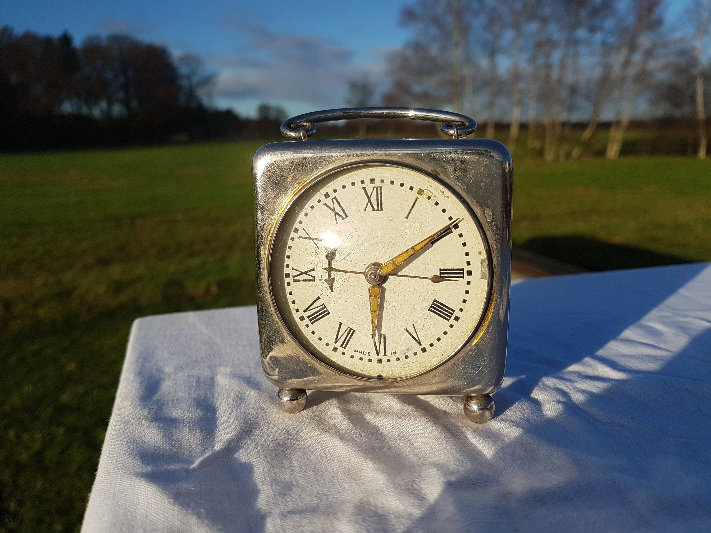 Clocks Home & Living Alarm Clock Travel Alarm Clock Silver Metal ...