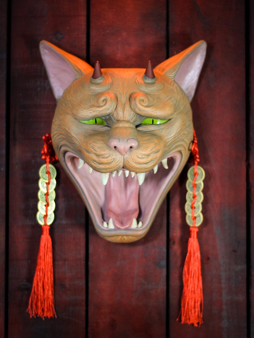 Bakeneko Cat Mask Japanese Hannya Traditional Japanese Oni Demon ...