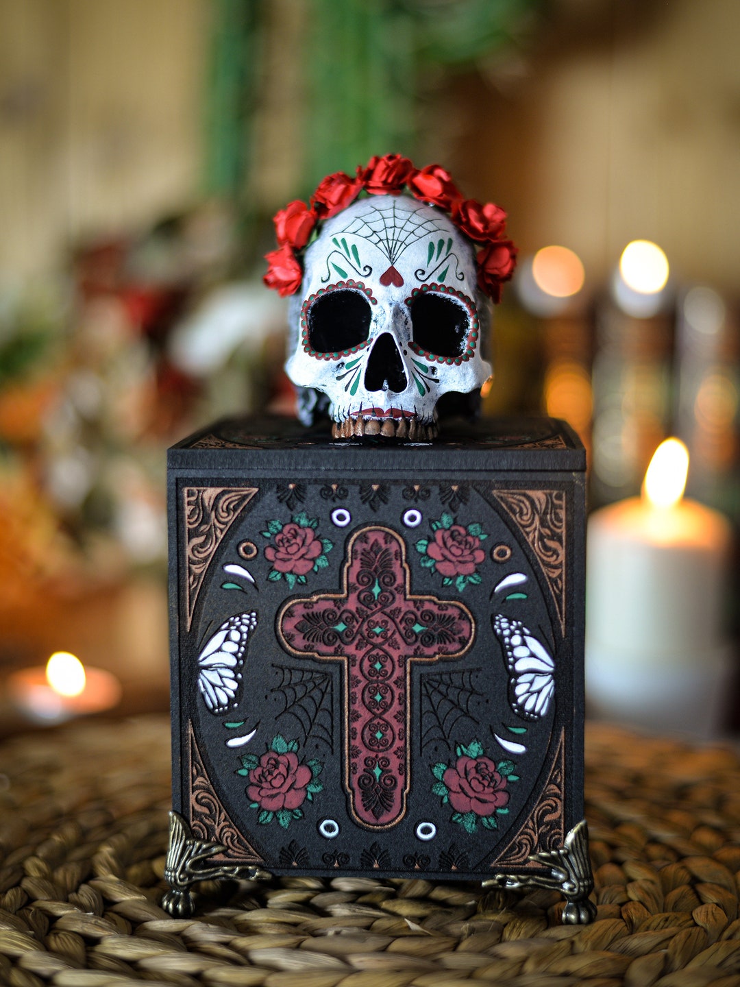 Catrina Skull Box Box Day of the Dead Wood Calavera Tarot Day of the ...