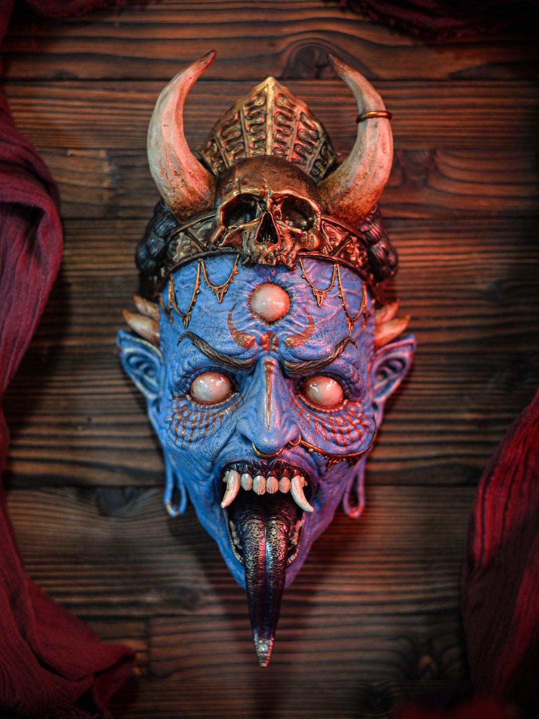 Goddess Mask Kali Blue Hindu Buddhism Wall Mask Hindu Buddhism - Etsy