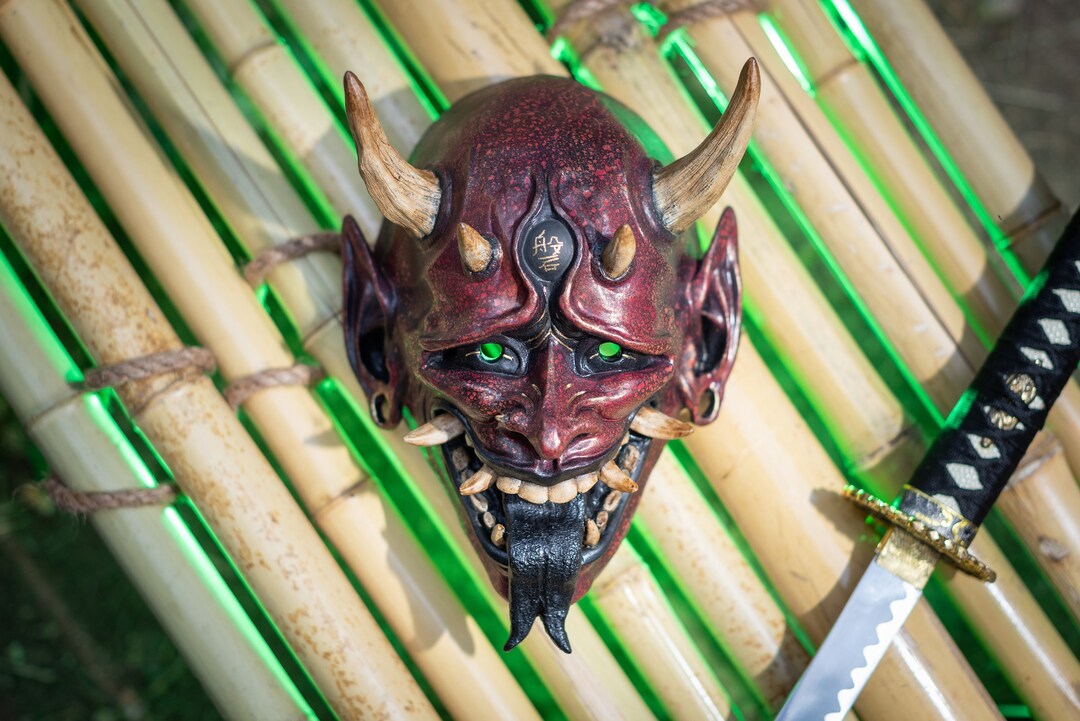 Japanese Aka Hannya Mask Oni Demon Mask - Etsy
