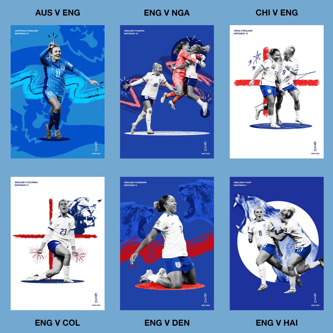A6 Women's World Cup 2023 Poster Print England Lionesses Football ...