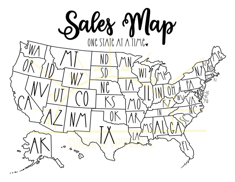 Sales Map Tracker | Procreate or Printable United States | Etsy Sales ...