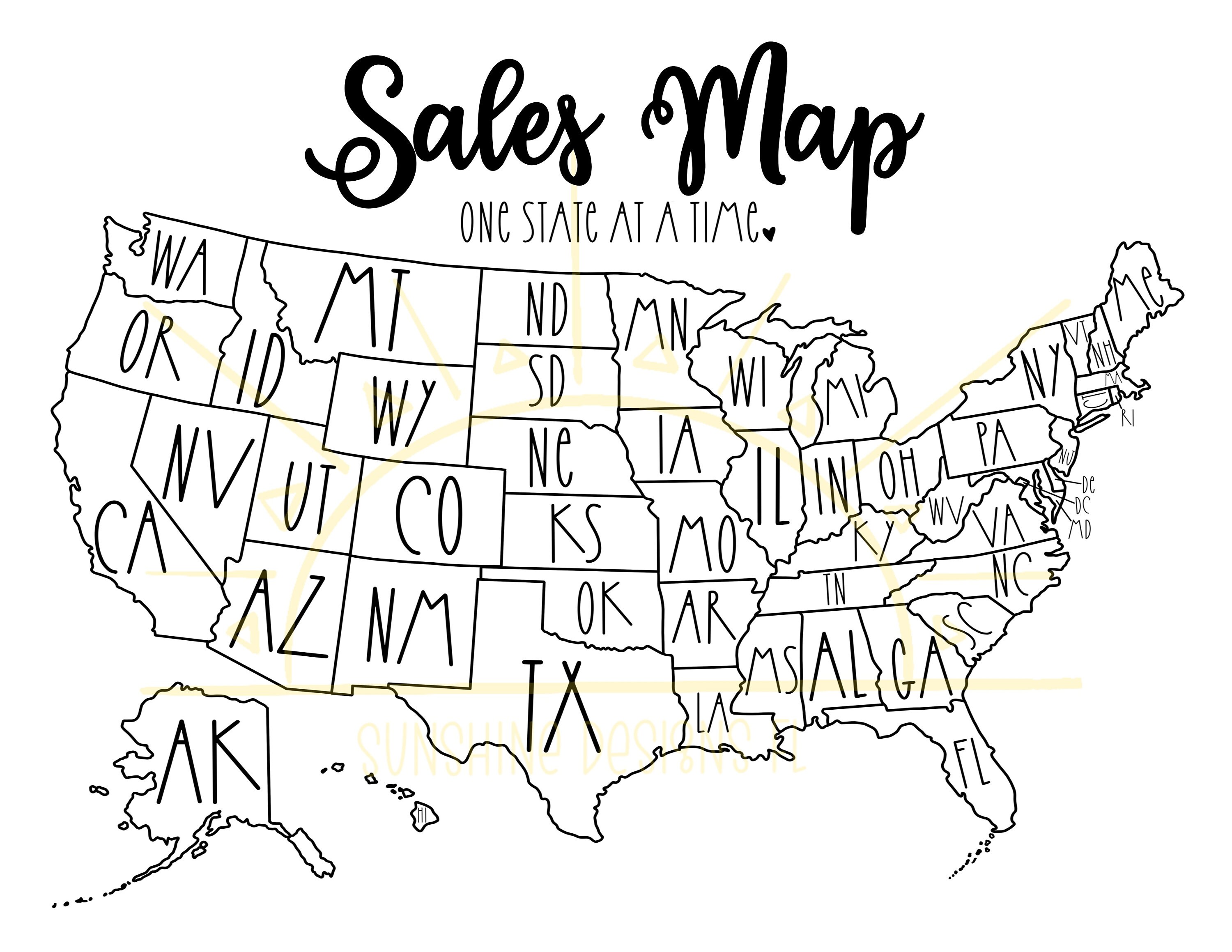 Sales Map Tracker | Procreate or Printable United States | Etsy Sales ...