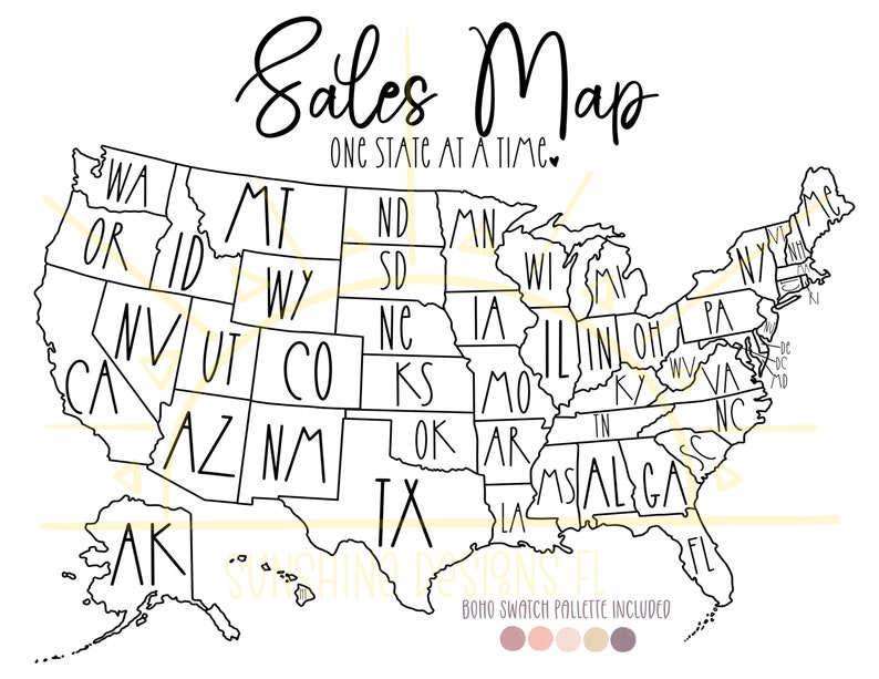 Sales Map Tracker | Procreate or Printable United States| Etsy Sales ...