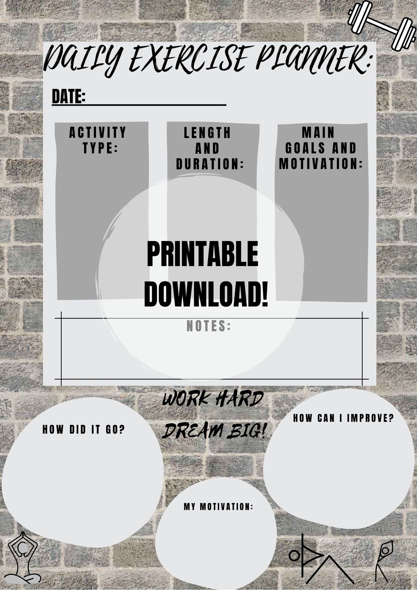 Printable, Digital Meal and Exercise Planner! - Etsy