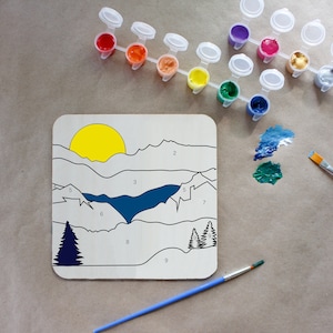 Mountain PAINT BY NUMBER! Paint Kit on Wood - Etsy
