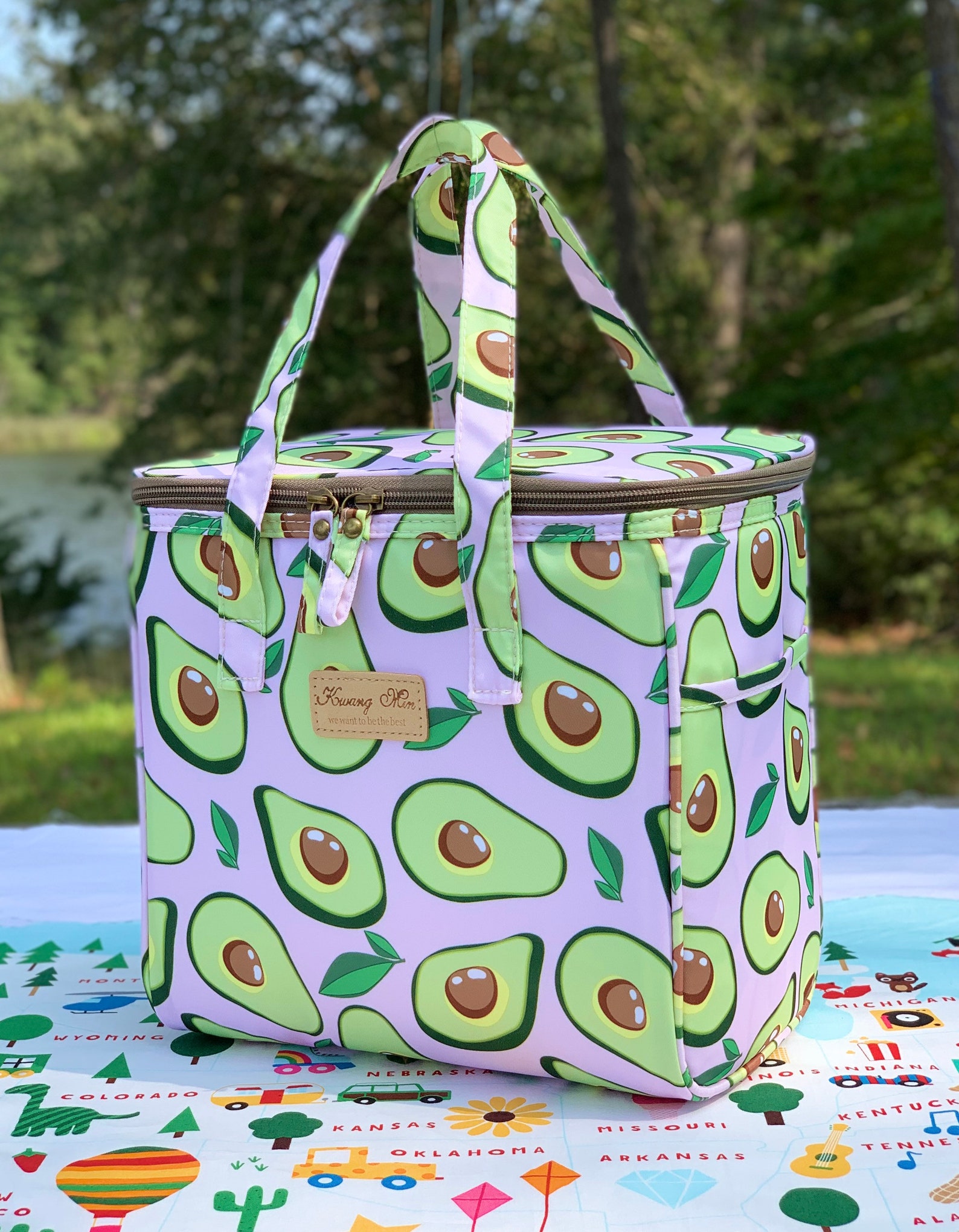 Pink Avocado Insulated Lunch Bag for Womenreusable Lunch - Etsy
