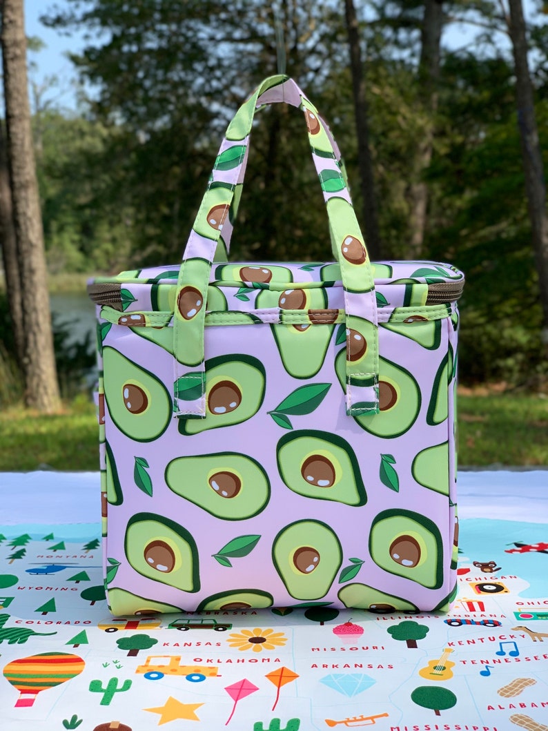 Pink Avocado Insulated Lunch Bag for Womenreusable Lunch - Etsy