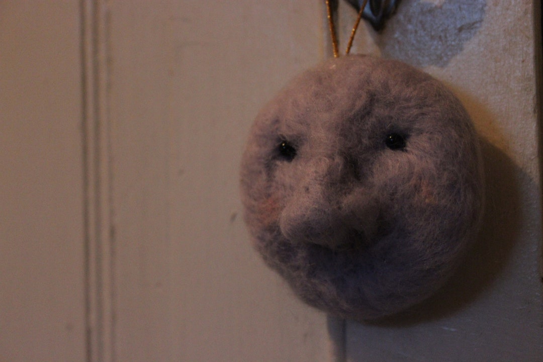Hanging Full Moon Blue, Needle Felted - Etsy