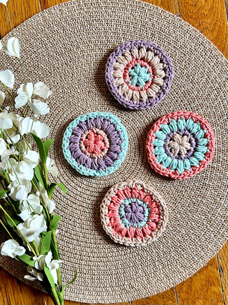 CROCHETED MAGIC CIRCLES Farmhouse Style Crochet Cotton Coasters, Eye ...
